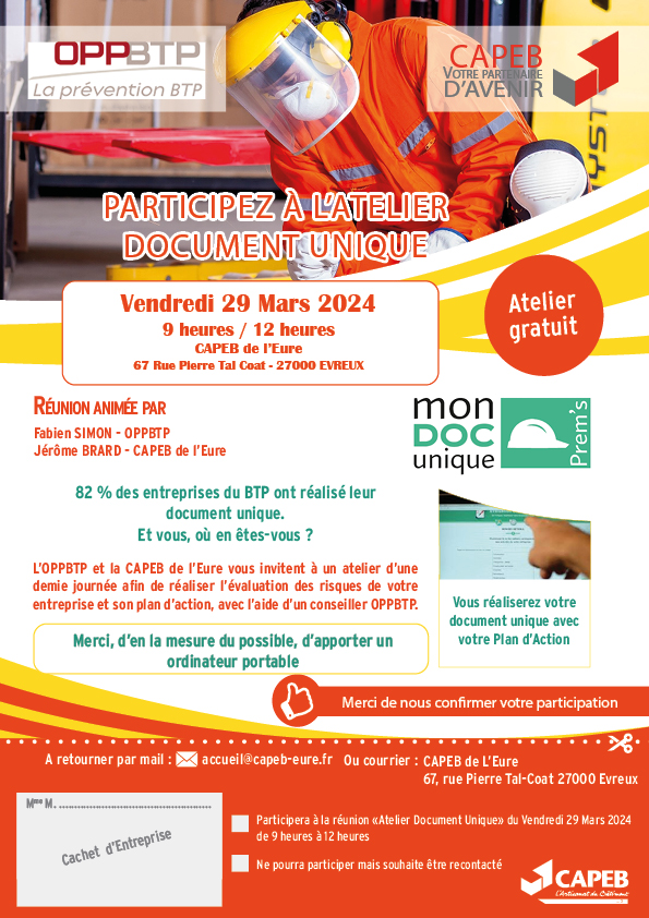 Atelier Document unique ・ CAPEB